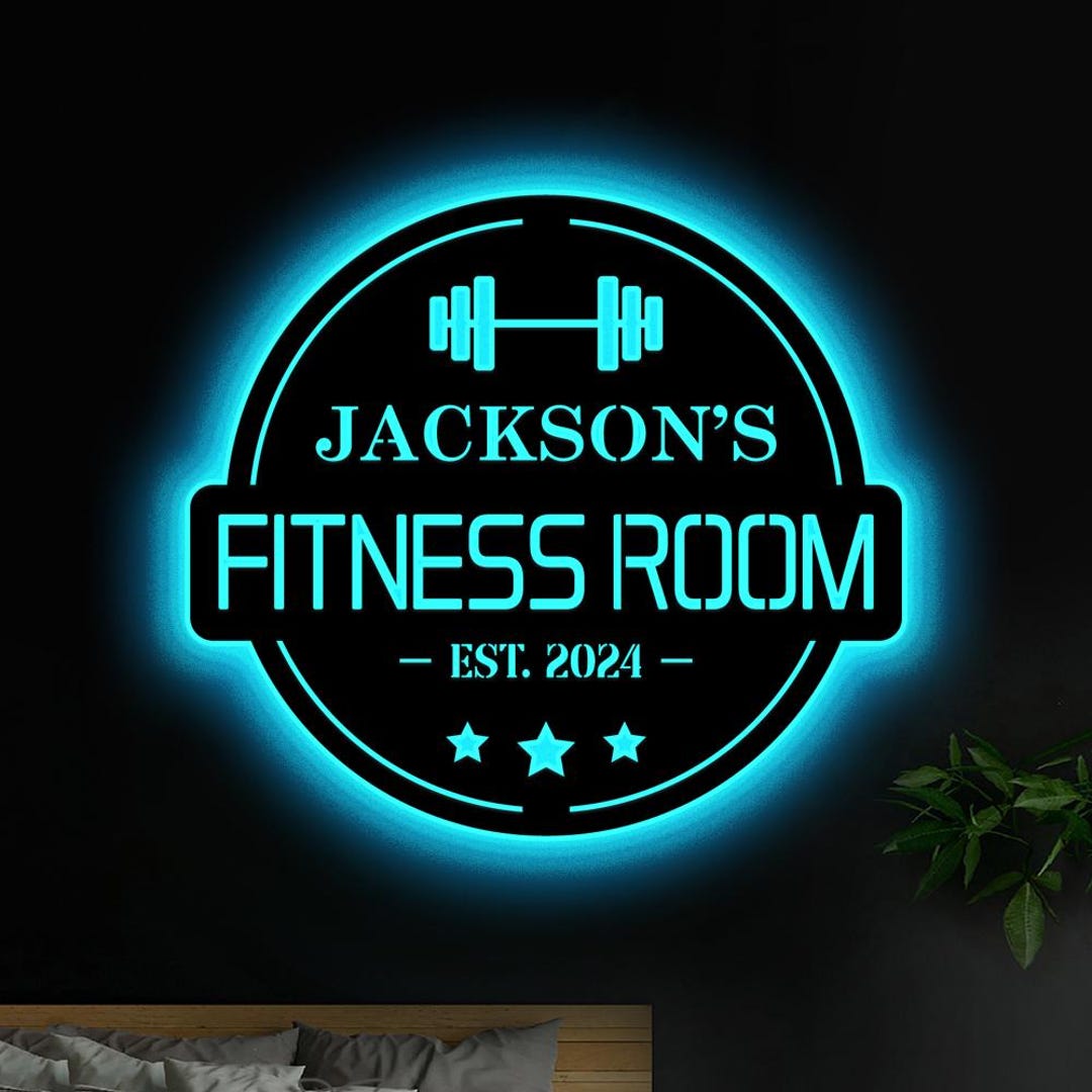 Custom Gym Metal Sign LED Lights,powerlifting Metal Wall Art ...