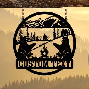 Custom Bear Metal Wall Art, Bear Family Metal Sign, Bear Cabin Sign ...
