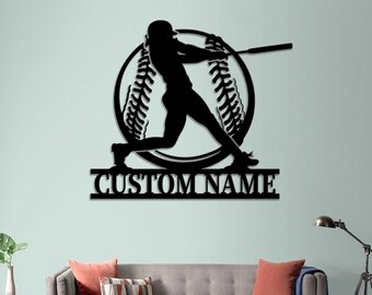 Custom Softball Metal Sign, Softball Player Name Sign, Sports Home ...
