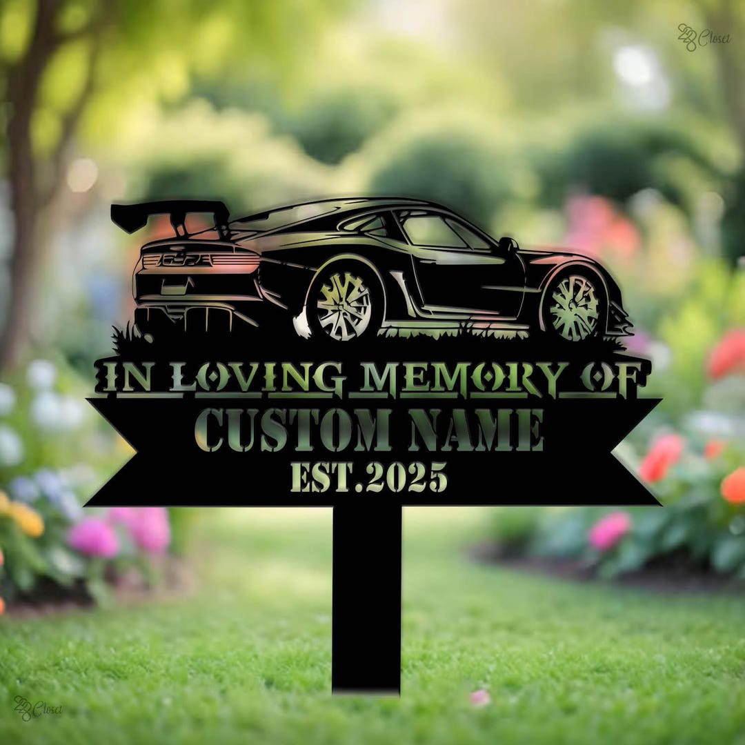 Personalized Car Memorial Stake, Custom Classic Car Metal Sign ...