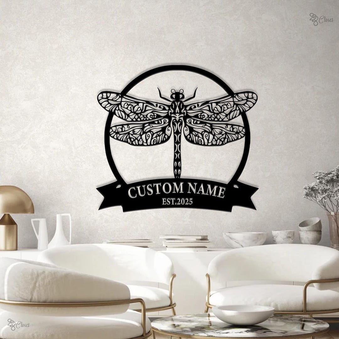 Custom Dragonfly Metal Sign, Personalized Garden Metal Sign, Dragonfly ...