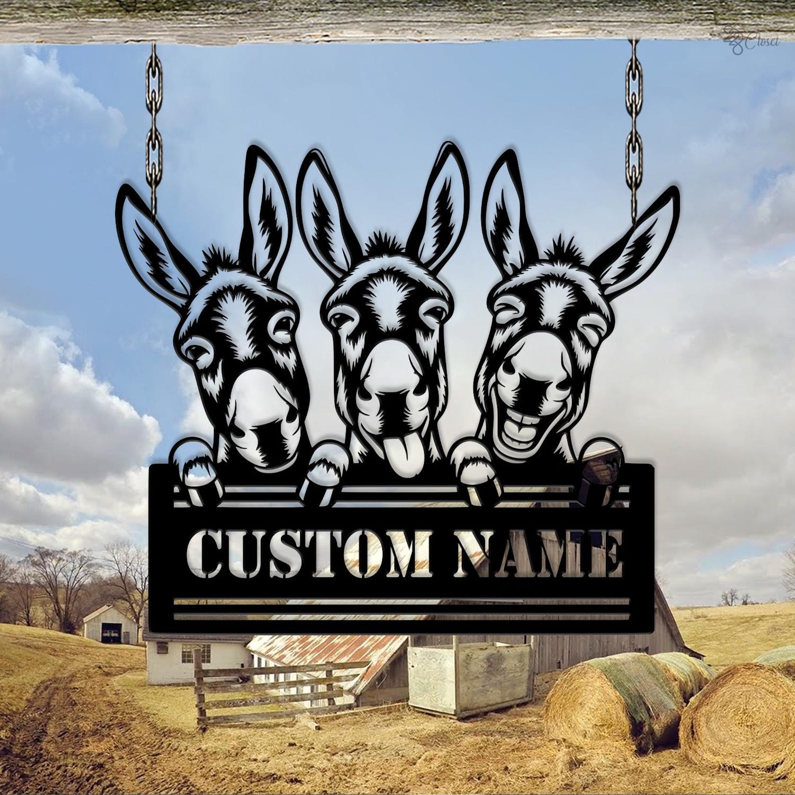 Custom Donkey Farm Sign, Rustic Barn Decor, Funny Farm Animal Wall ...