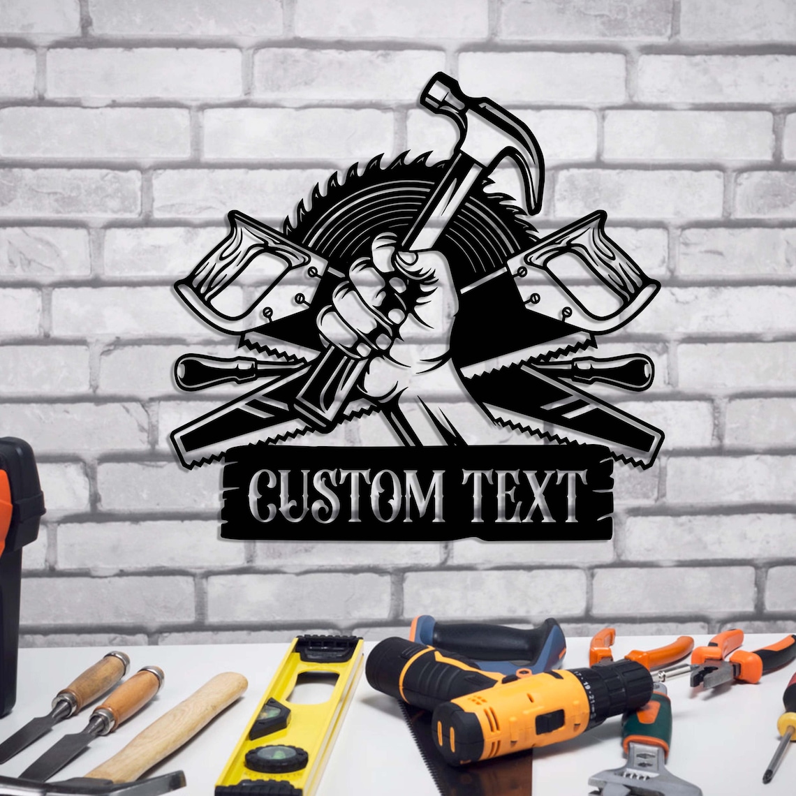 Custom Carpenter Tools Metal Wall Art, Personalized Carpenter Name Sign ...
