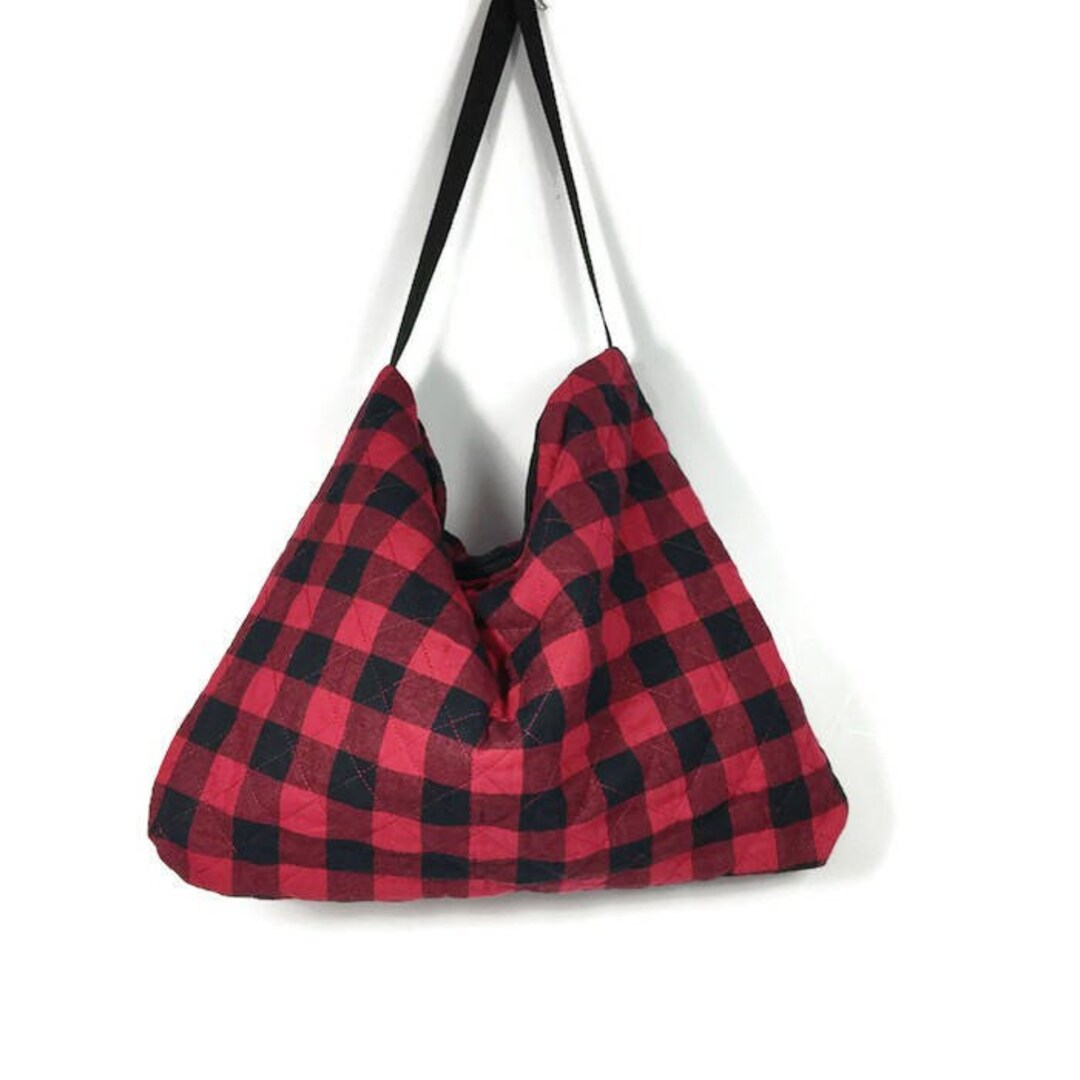 Red and Black Buffalo Check Handbag Buffalo Plaid Quilted Hobo Purse ...