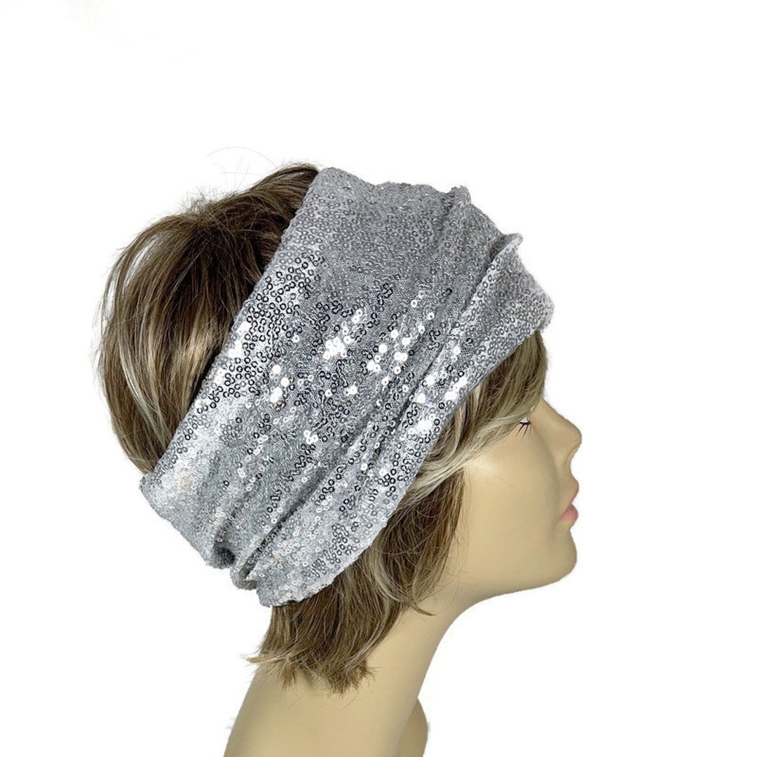 Silver Sequin Headwrap Extra Wide Sequin Headwrap Black Sequins Gold ...
