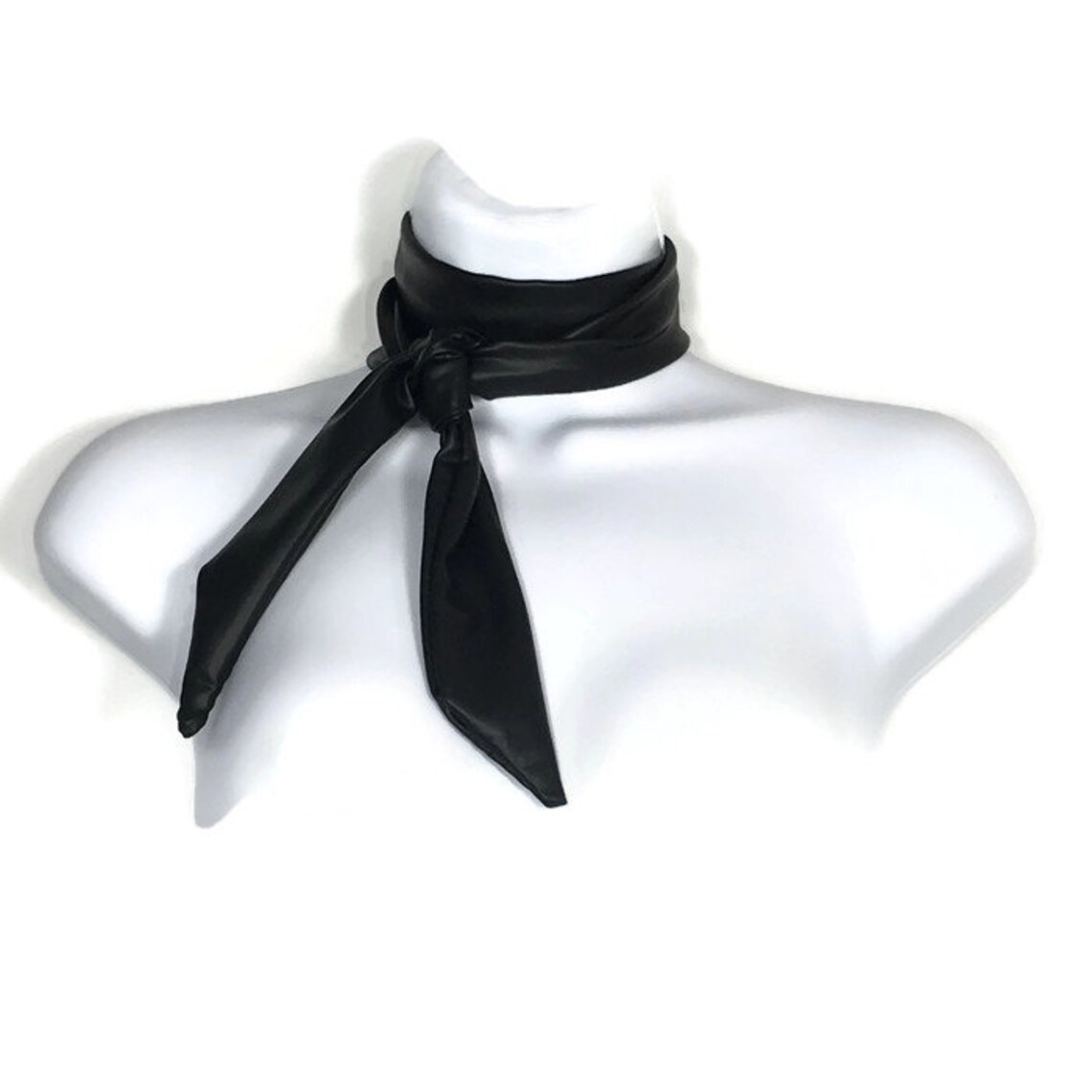 Black Faux Leather Skinny Scarf Goth Neck Scarves Vegan Black | Etsy