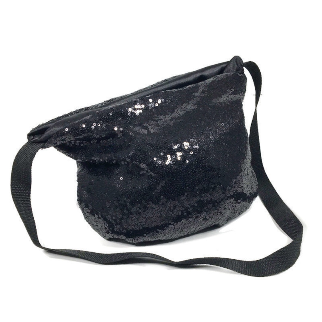 Black Sequin Hobo Bag Mini Sequin Shoulder Bag Black Sequin Crossbody ...