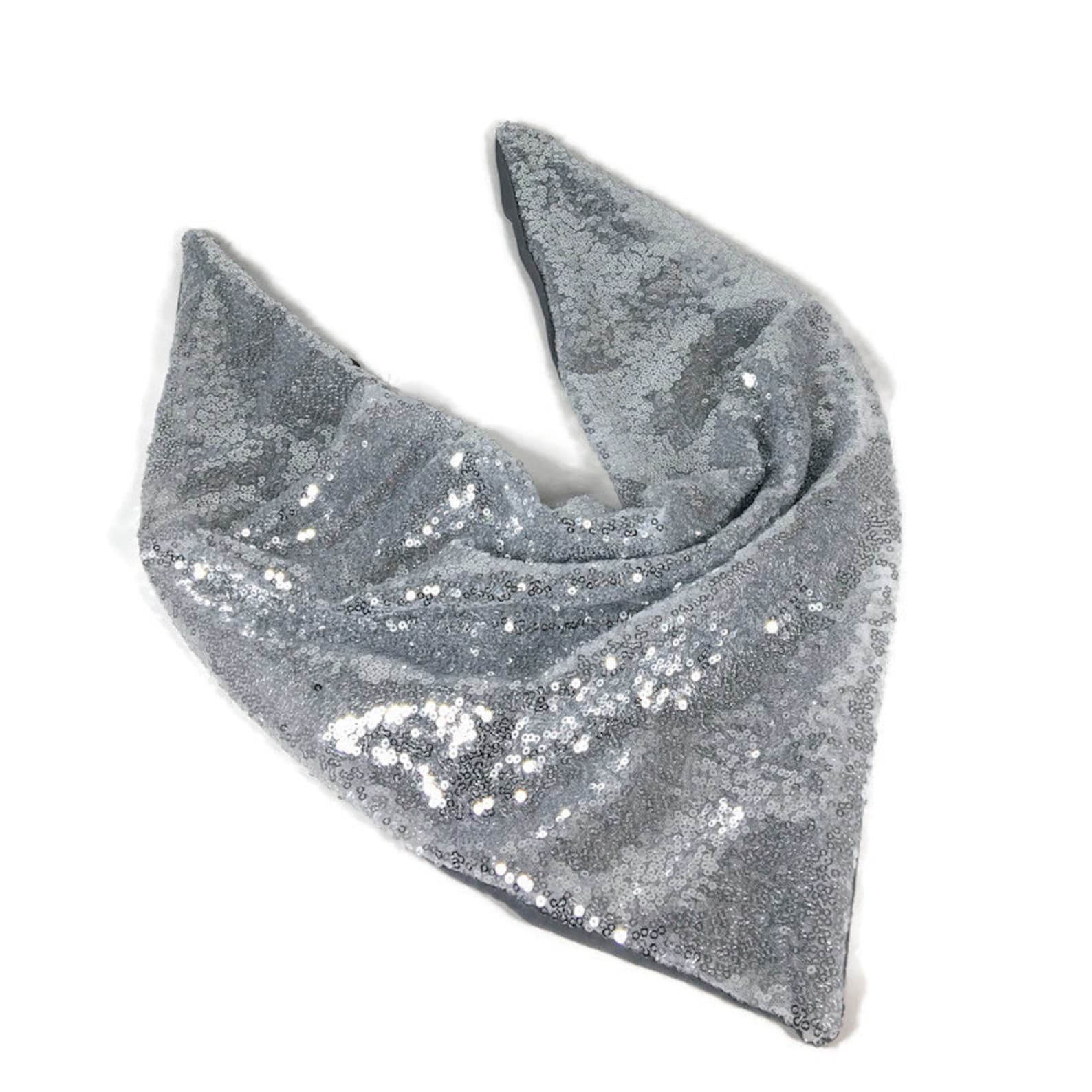 Silver Sequin Bandana Silver Sequined Bandanna Sparkly Bandana Sequin ...