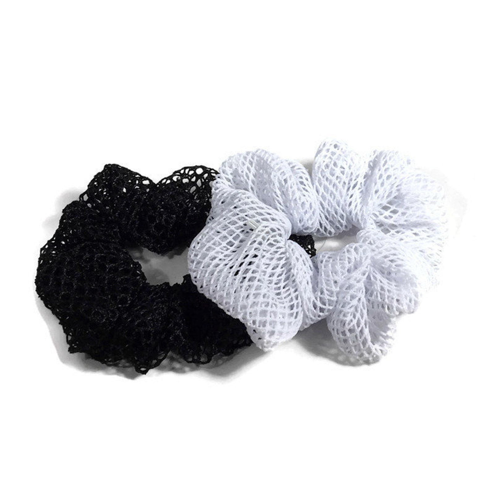 White and Black Mesh Scrunchie Hair Elastic Net Scrunchie - Etsy
