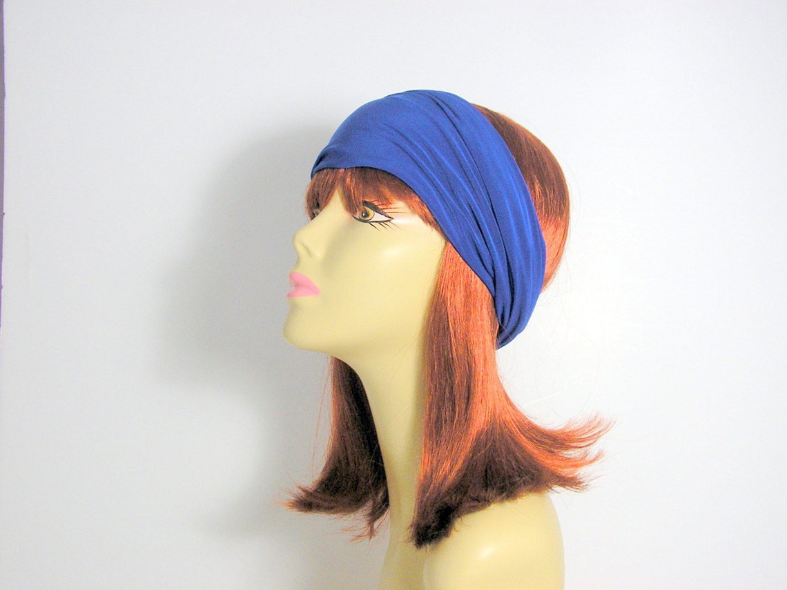 Cobalt Blue Lycra Head Wrap Royal Blue Head Wrap Turban Head | Etsy