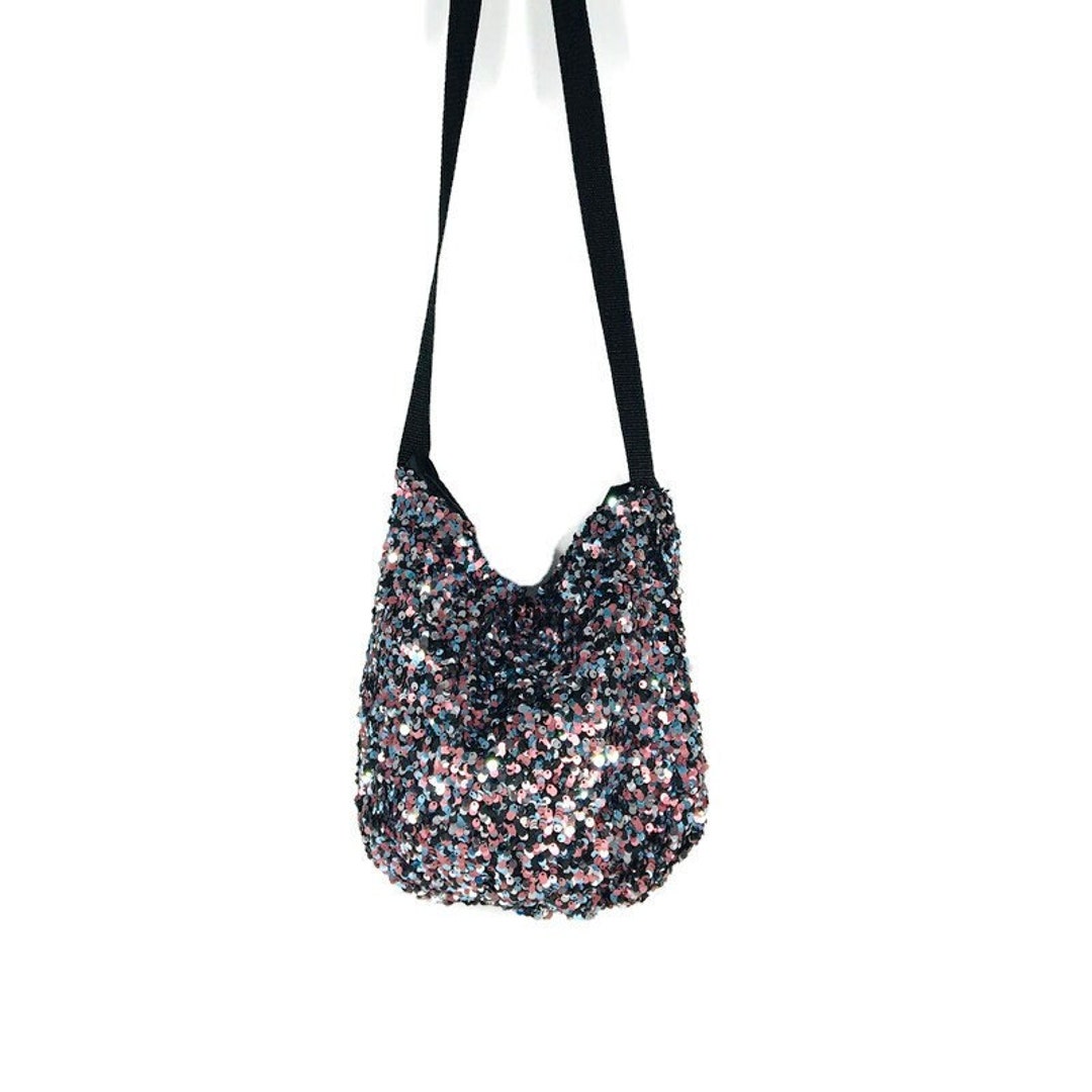 Sequin Handbag Mini Sequin Hobo Bag Pink Gray Black Blue Paillette ...