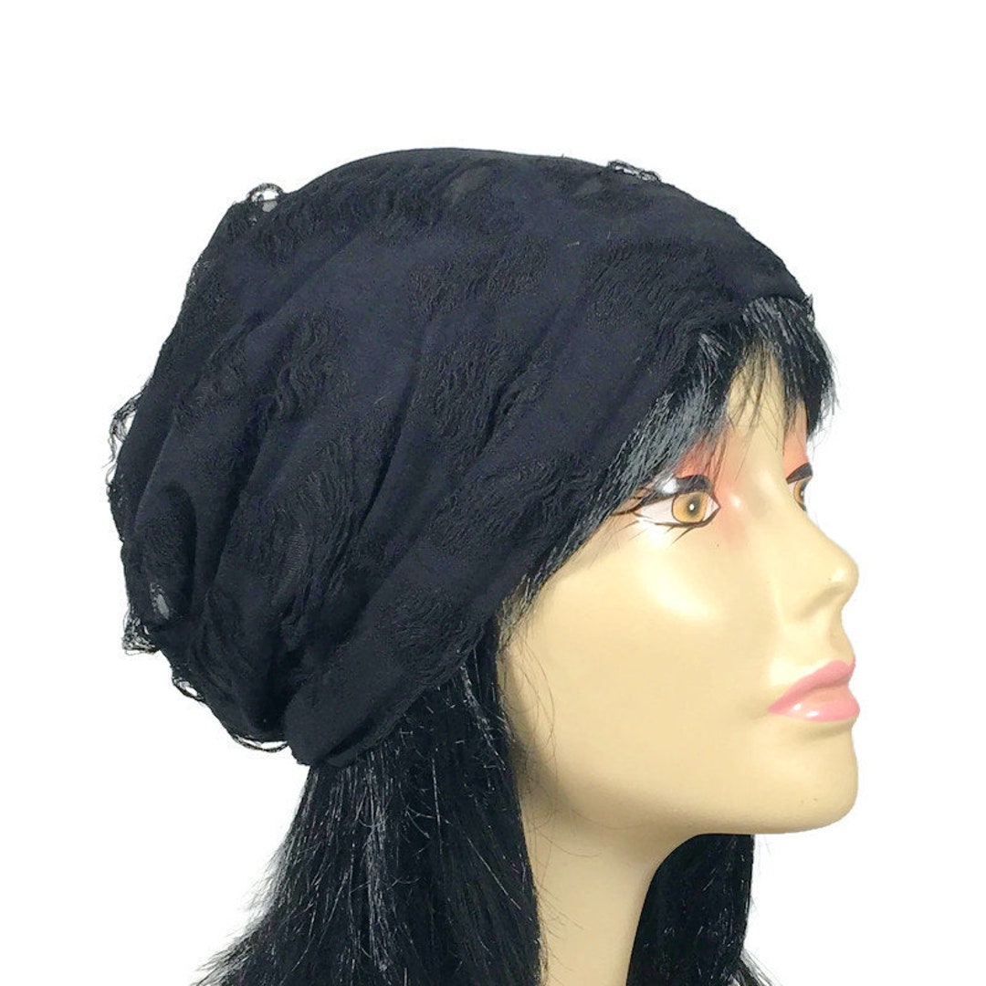 Grunge Black Beanie Goth Beanie Grunge Hat Lightweight Slouch Hat Goth ...