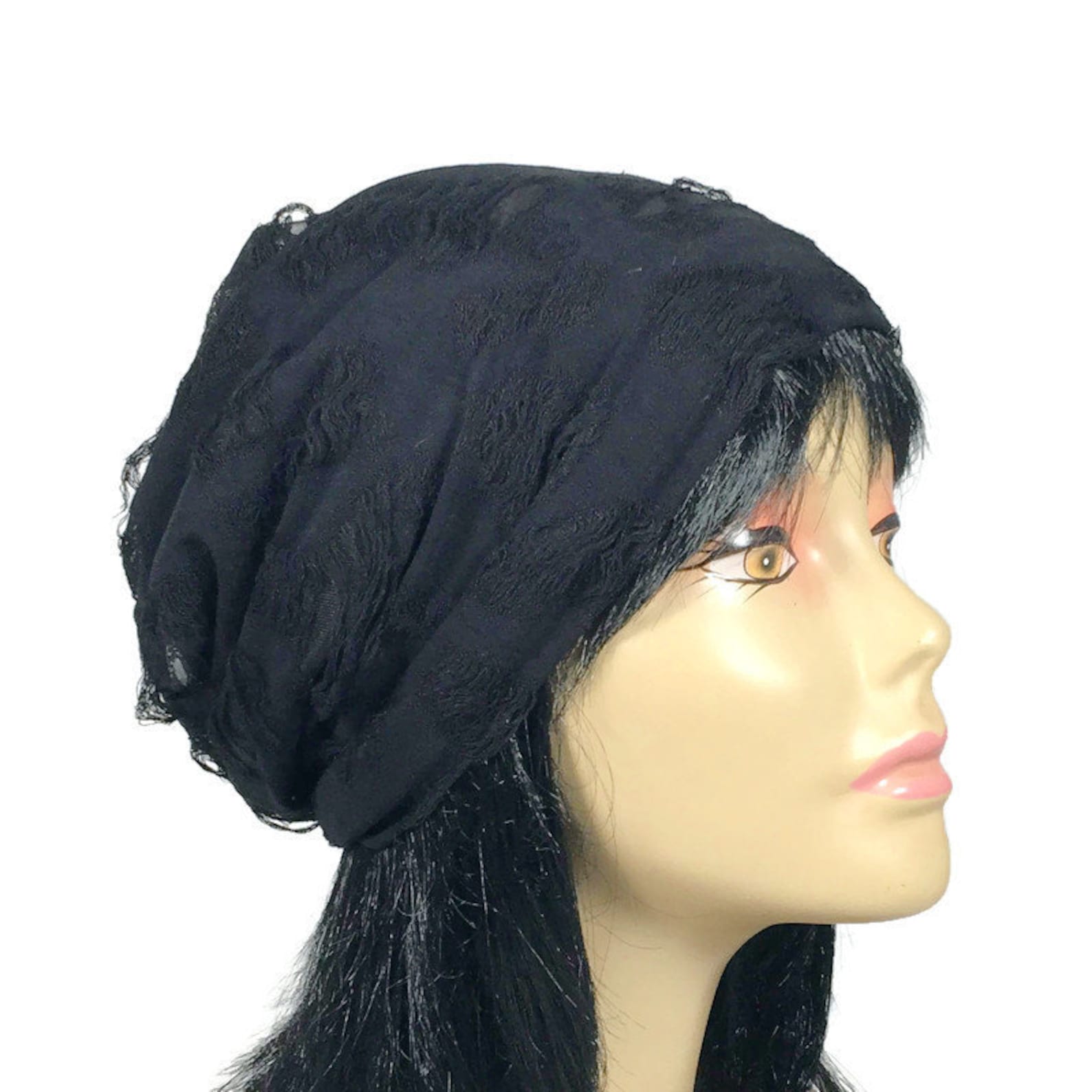 Grunge Black Beanie Goth Beanie Grunge Hat Lightweight Slouch Hat Goth ...