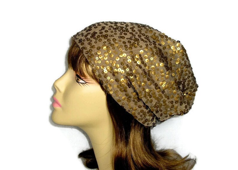 CUSTOM SIZES Sequin Slouchy Hat Bronze Sequin Slouchy Beanie | Etsy