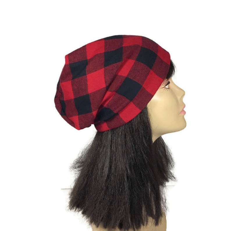 Red and Black Buffalo Check Hat Buffalo Plaid Cotton Flannel Slouchy ...
