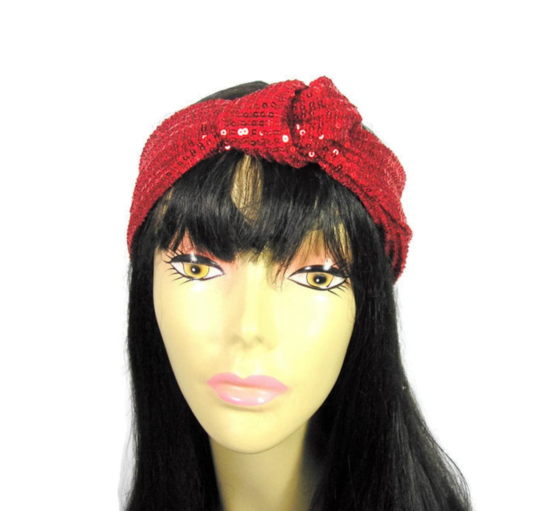 Sequin Knot Headband Knot Headwrap Red Sequin Choker Turban Head Wrap ...