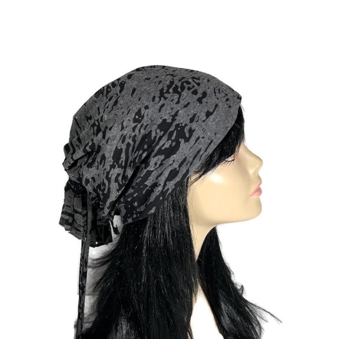 Grunge Slouchy Beanie Black and Gray Grunge Hat Goth Slouchy Togue ...