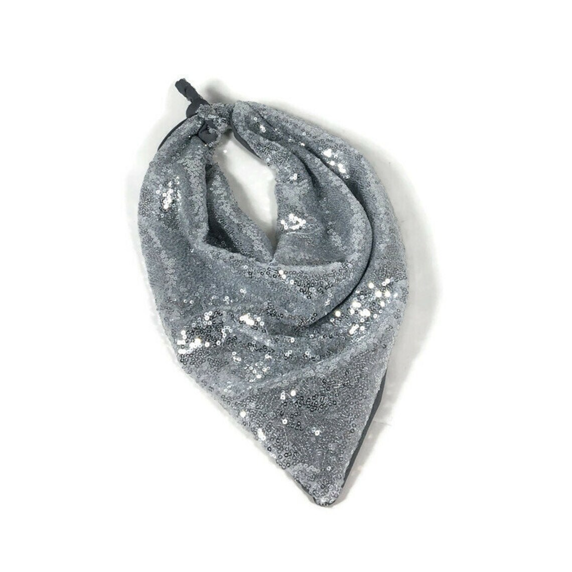 Silver Sequin Bandana Silver Sequined Bandanna Sparkly Bandana Sequin ...