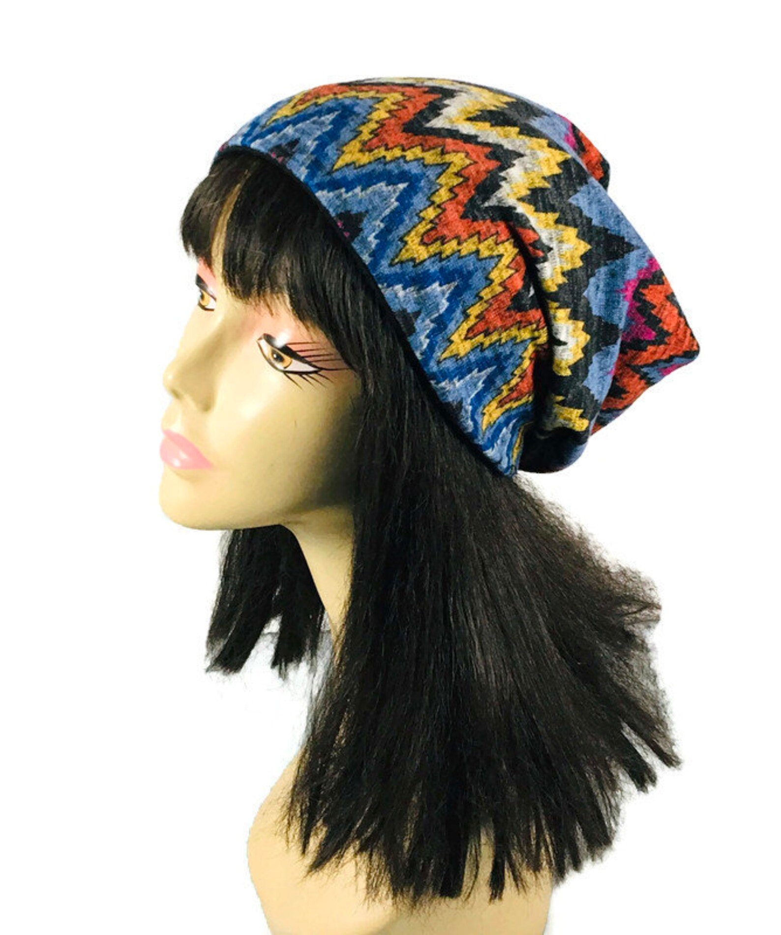 Aztec Knit Hat Tribal Knit Beanie Southwestern Knit Slouchy | Etsy