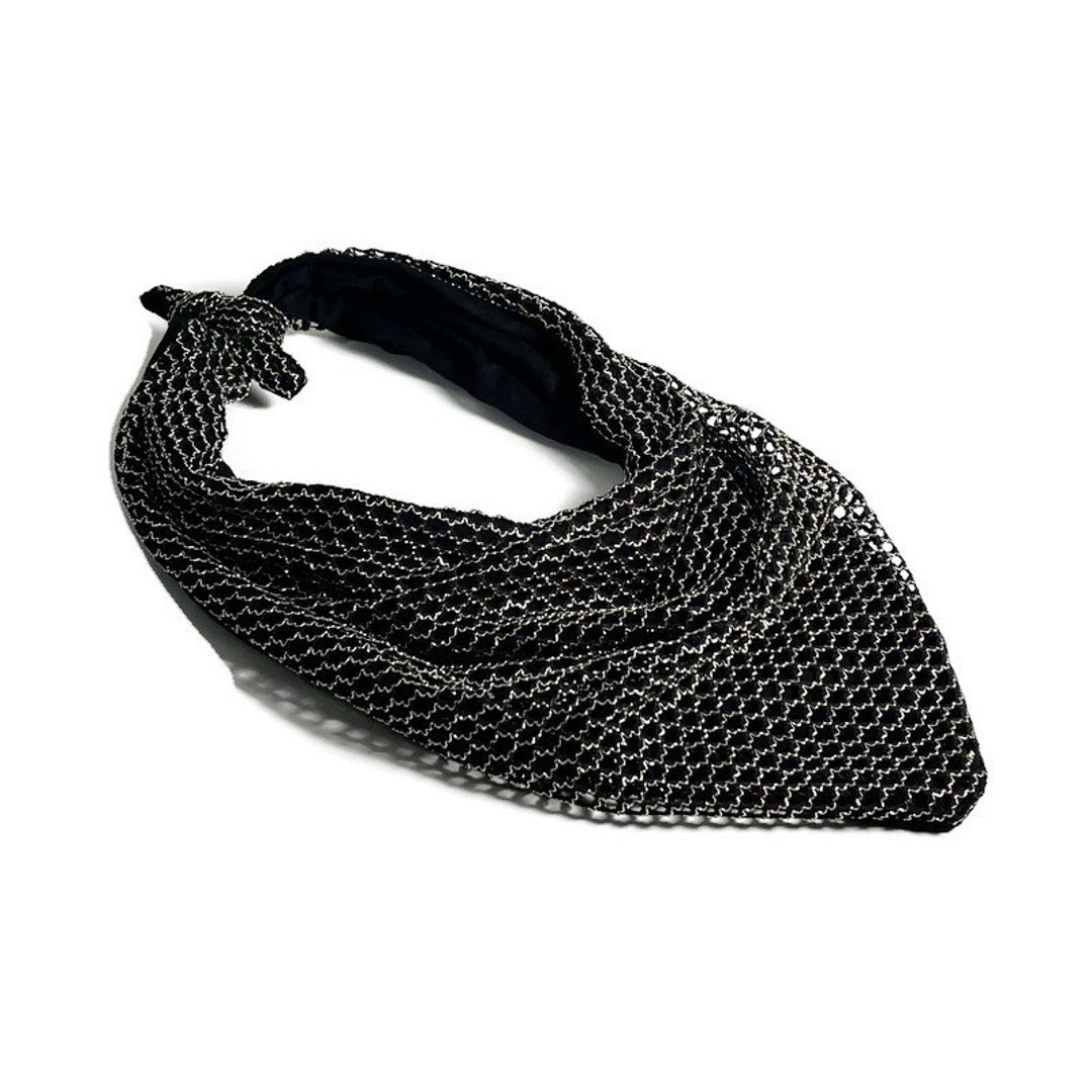 Mesh Bandana Black and Gold Mesh Bandana Metallic Bandanna Mesh Scarves ...