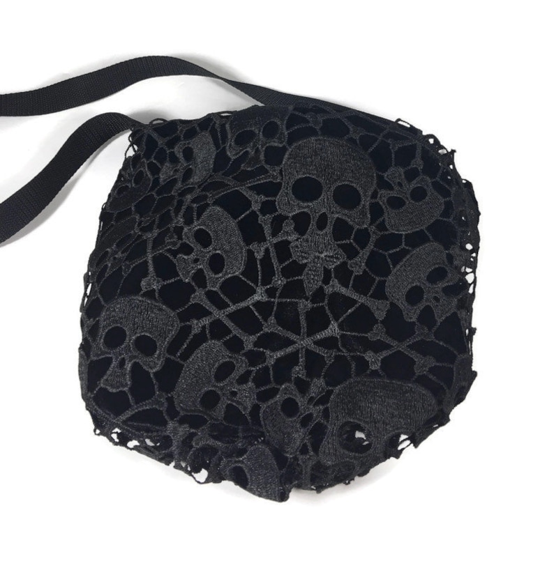 Goth Skull Hobo Bag Embroidered Skulls Black Velvet Goth - Etsy
