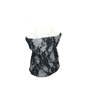 Lace Neck Gaiter 100% Cotton Jersey Lining Black and White Lace Mask ...