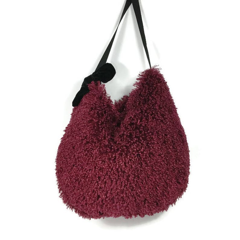 Red Hobo Handbag Red Faux Fur Hobo Bag Curly Lamb Purse Hobo - Etsy