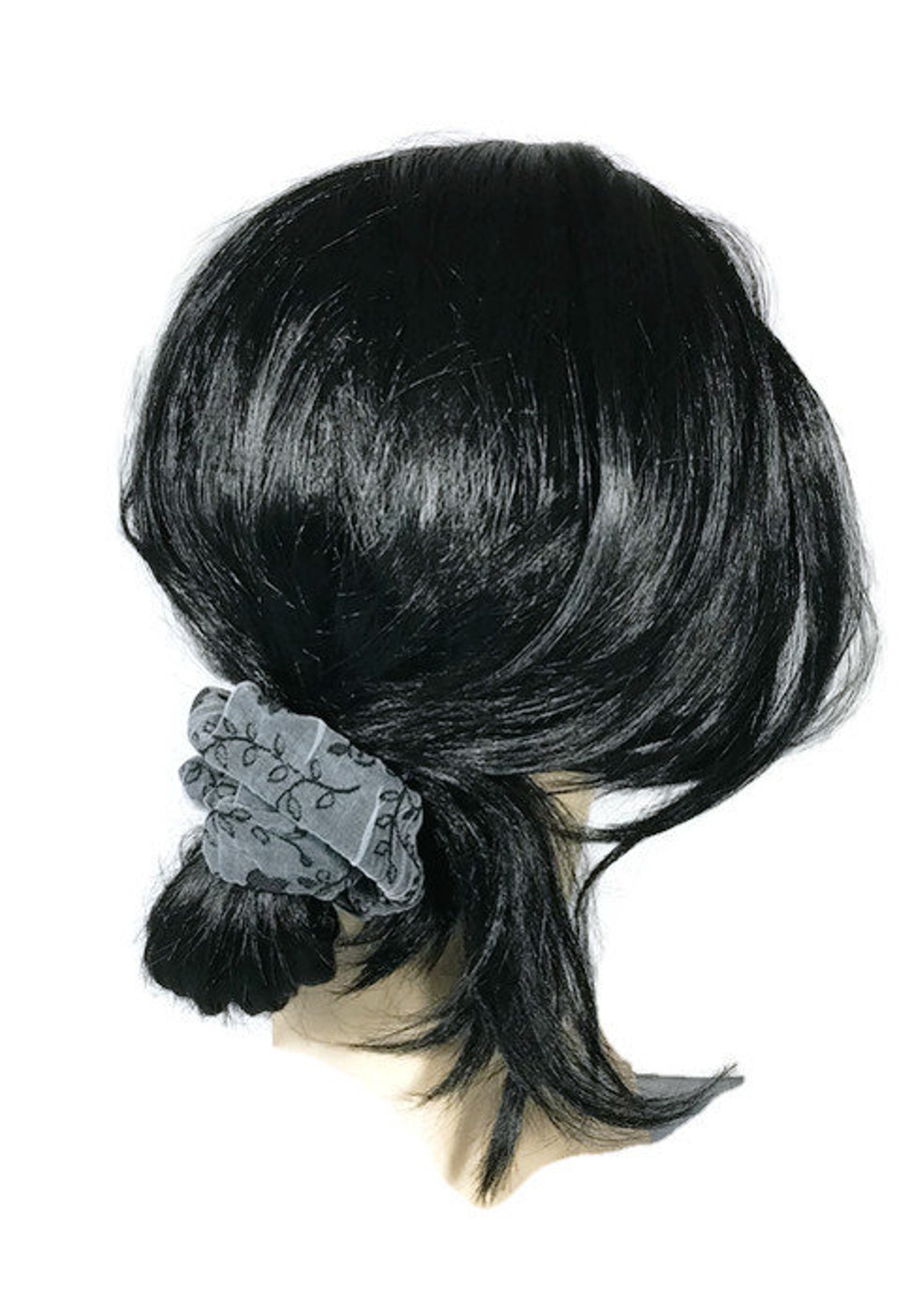 Black and Grey Lace Scrunchie Lace Scrunchie Gray Mesh | Etsy