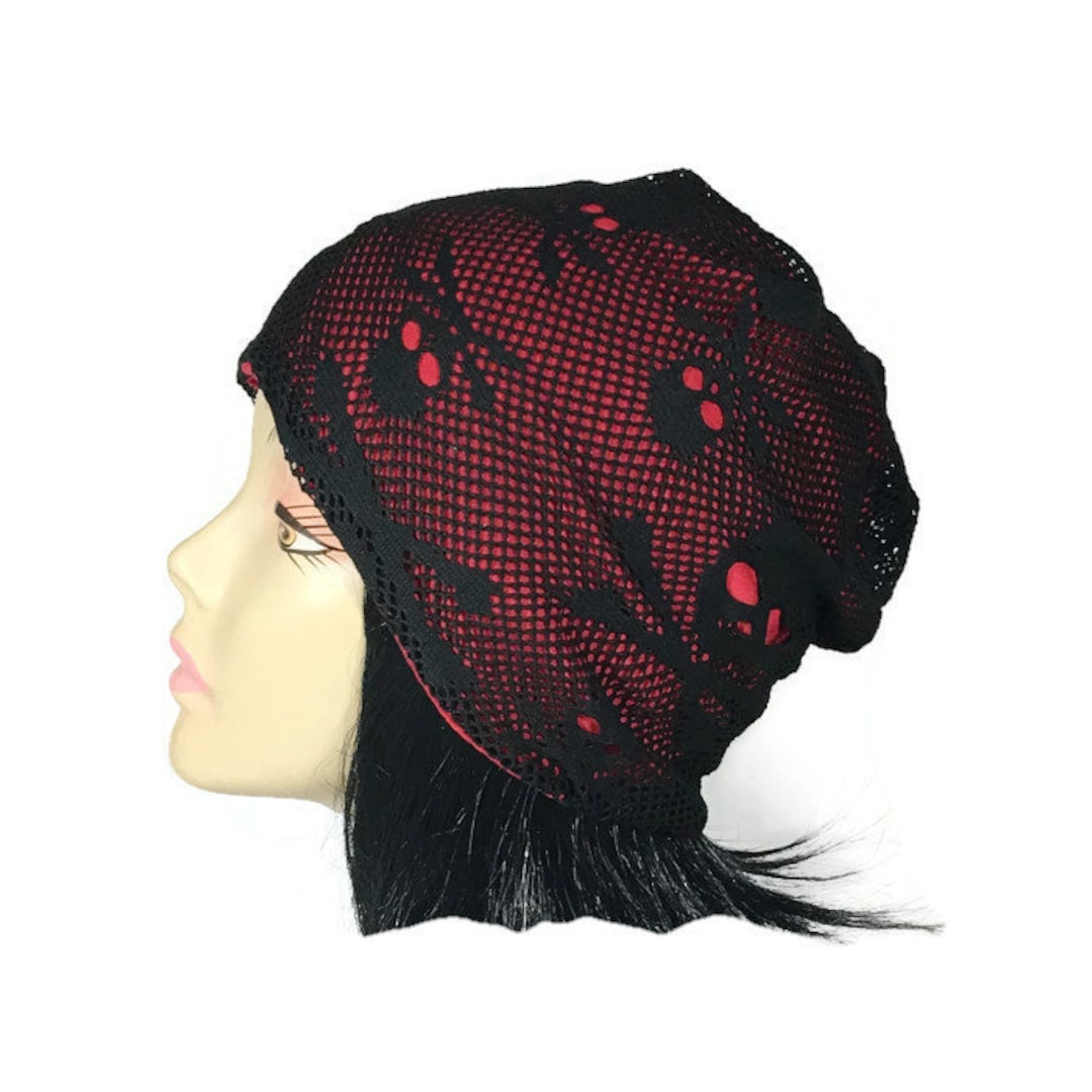 Black Skull Slouchy Hat Goth Hats Custom Size/lining Black Skull ...