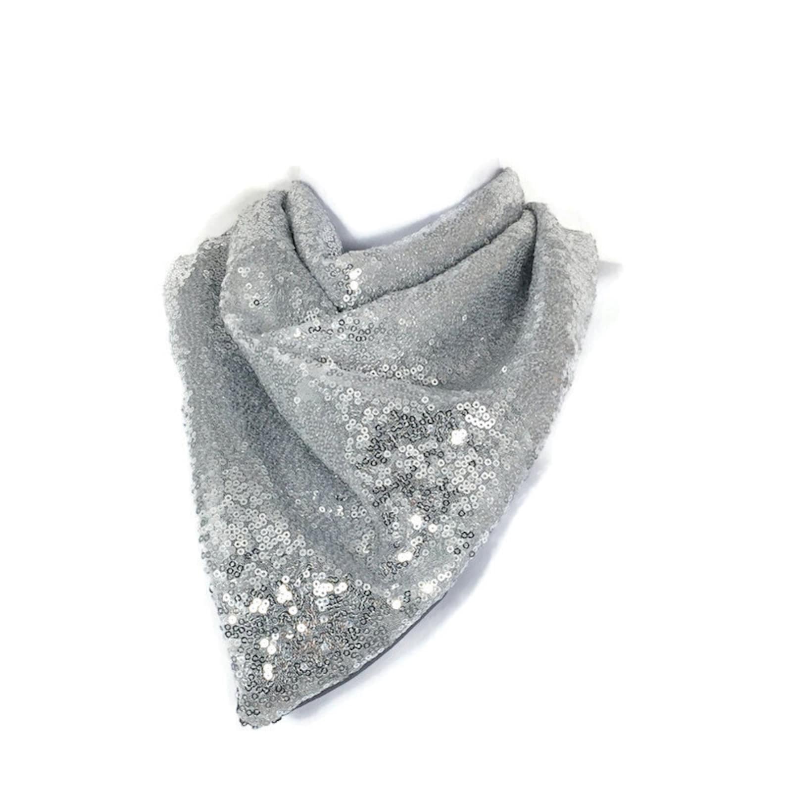 Silver Sequin Bandana Silver Sequined Bandanna Sparkly Bandana Sequin ...