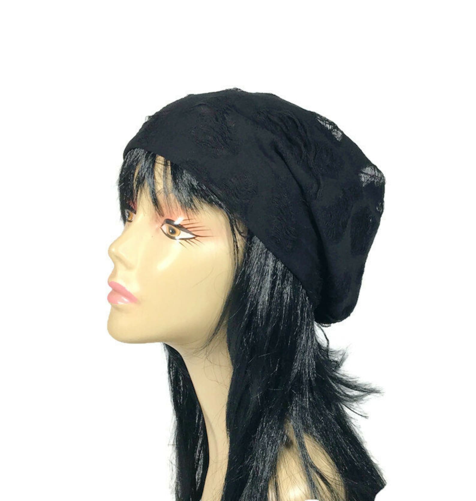 Grunge Black Beanie Goth Beanie Grunge Hat Lightweight Slouch - Etsy