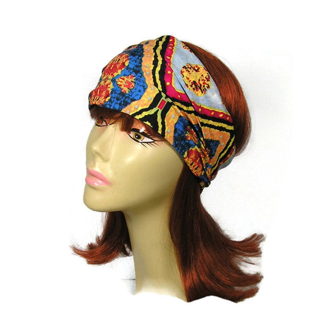 Boho Head Wrap Bohemian Head Wrap Boho Headband Yoga Headband Red Blue ...