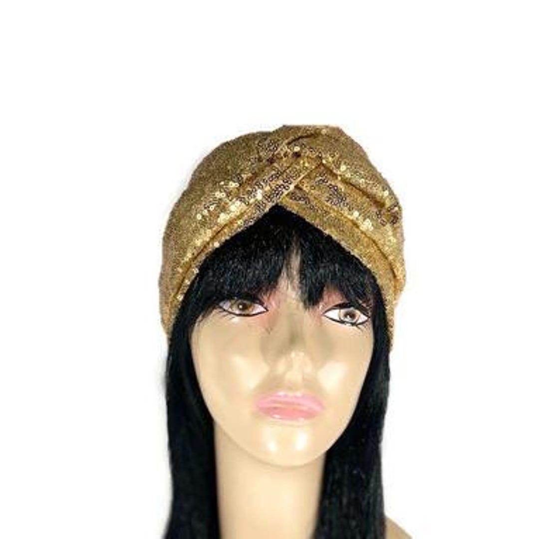 Gold Sequin Turban Sequin Headband Gold Headband Gold Headwrap Sequin ...