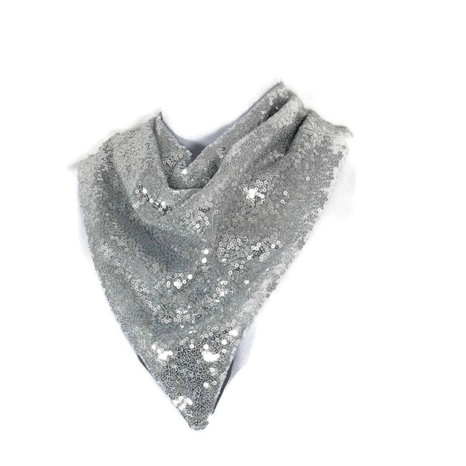Silver Sequin Bandana Silver Sequined Bandanna Sparkly Bandana Sequin ...