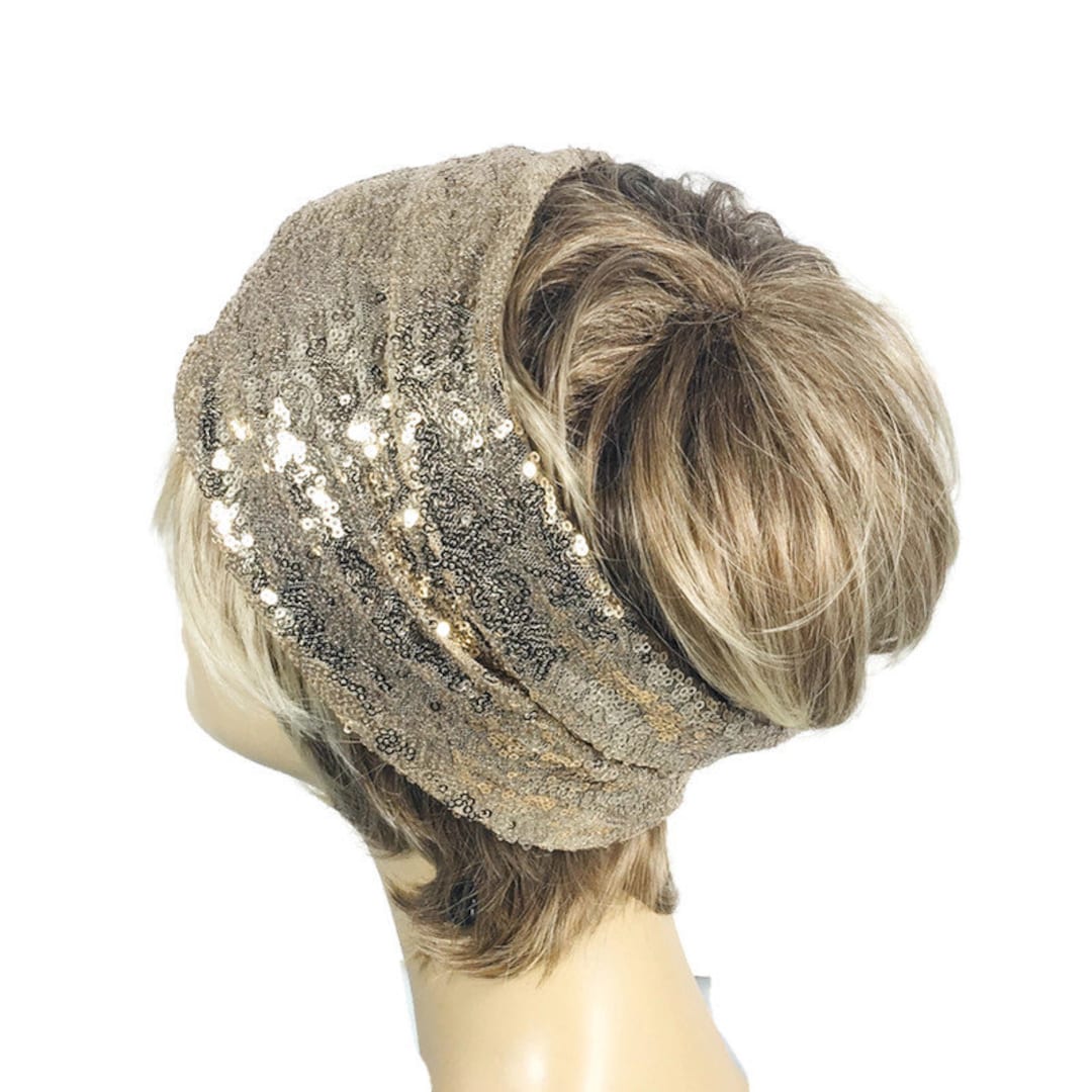 CUSTOM SIZE Headbands Gold Sequin Headwrap Gold Sequin Headband Wide ...