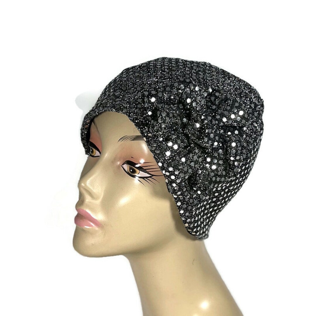 Silver Sequin Cloche Faux Dot Sequin Cloche Sequin Beanie Glam Hat for ...