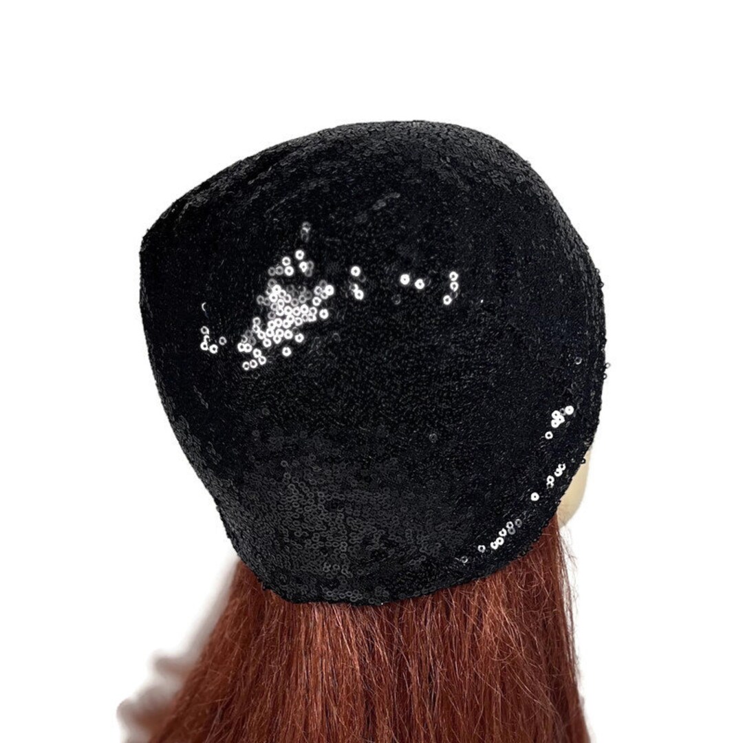Sequin Beanie Black Sequin Cloche Black Sequin Skullcap Sequin Toque ...