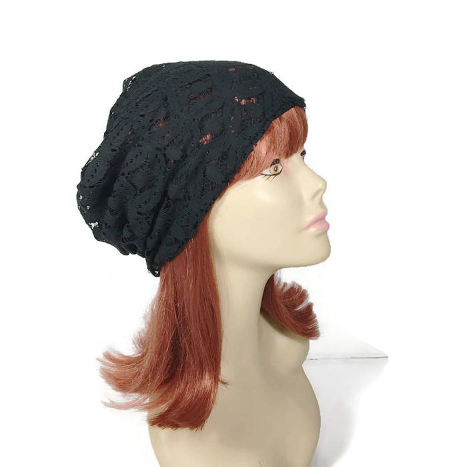 Lightweight Lace Hat Black Lace Slouchy Hat Black Lace Turban - Etsy