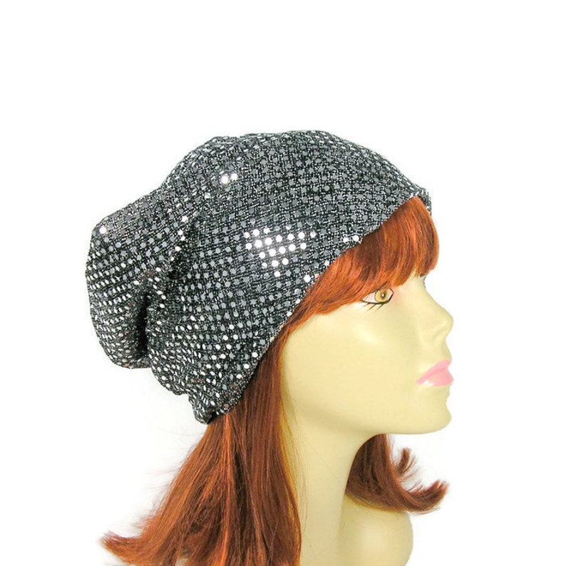 Glam Slouchy Hat Silver Glam Slouch Hat Silver Beanie Silver | Etsy