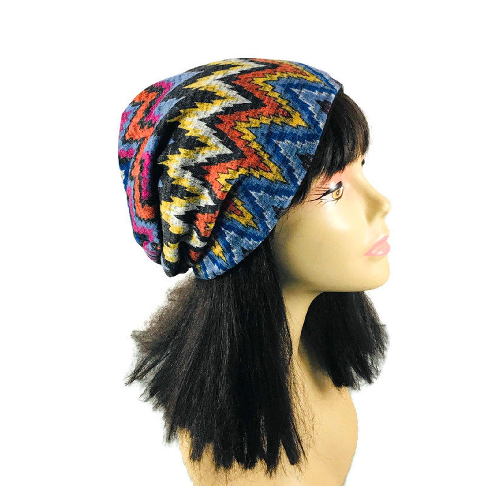 Aztec Knit Hat Tribal Knit Beanie Southwestern Knit Slouchy | Etsy