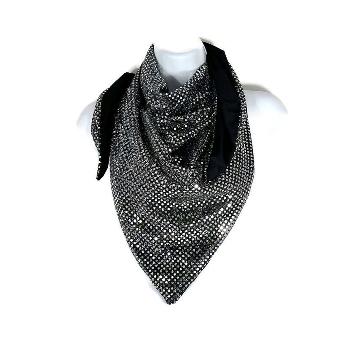 Extra Large Sparkly Silver Bandana Silver Sequin Bandana Large Unisex ...