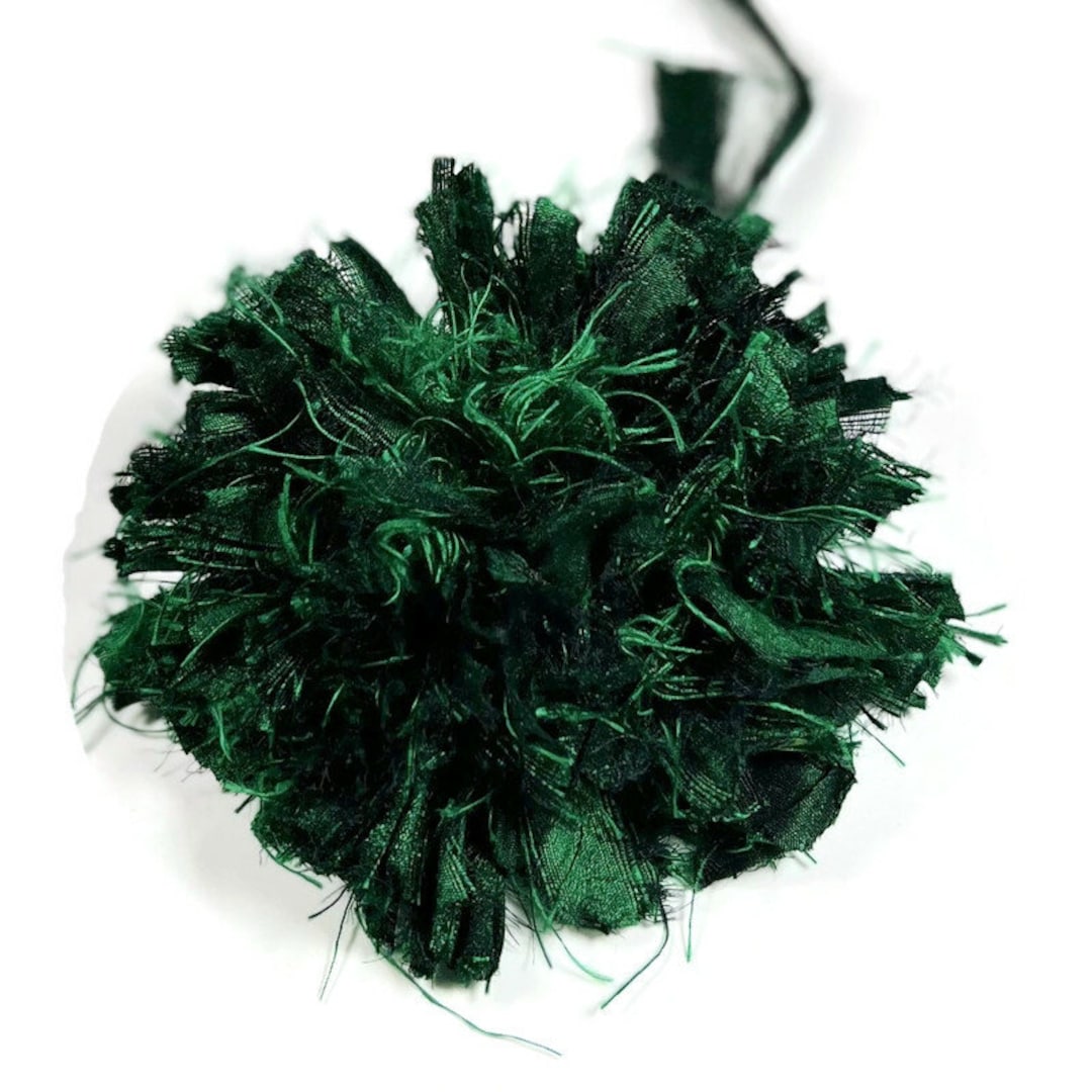 Emerald Green Silk Flower Pin Green and Black Flower Pin Green Silk ...