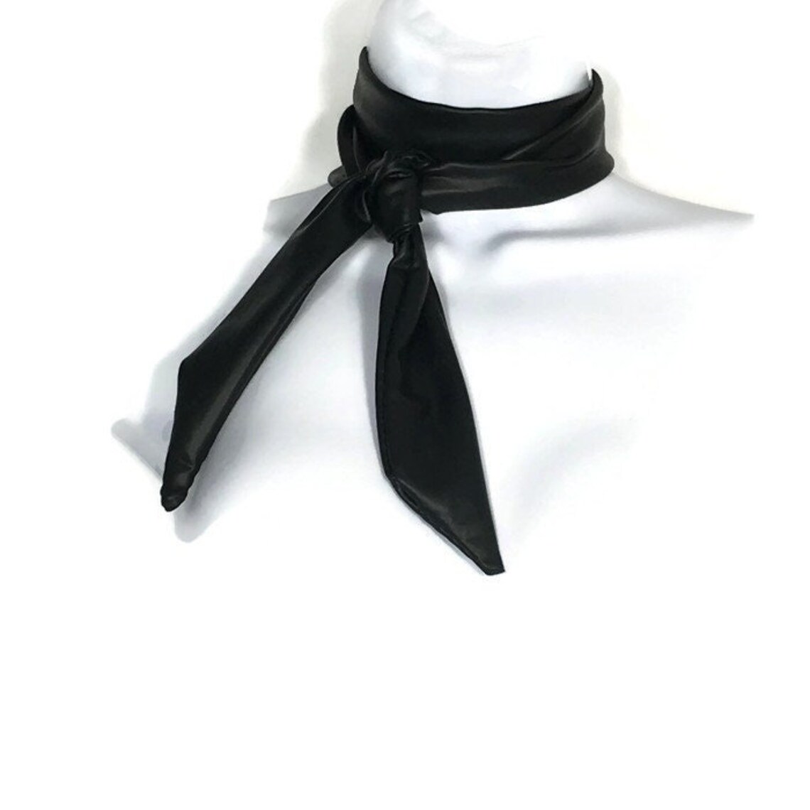 Black Faux Leather Skinny Scarf Goth Neck Scarves Vegan Black | Etsy