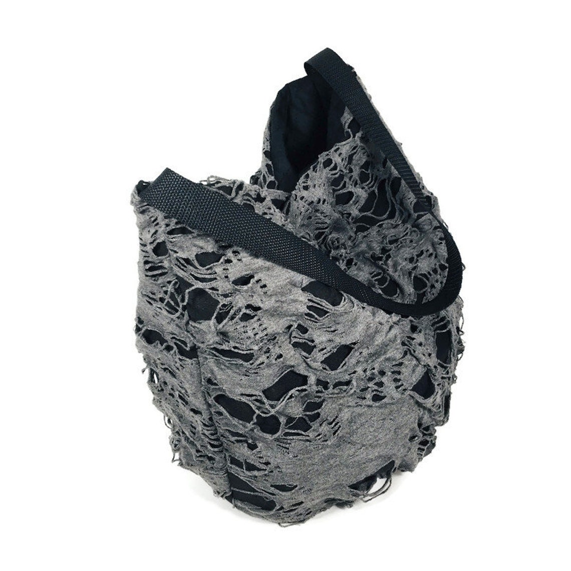 Grunge Hobo Bag Goth Hobo Bag Black and Gray Shredded Hobo | Etsy