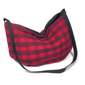 Red and Black Buffalo Check Quilted Hobo Bag Handbag Red and Black ...
