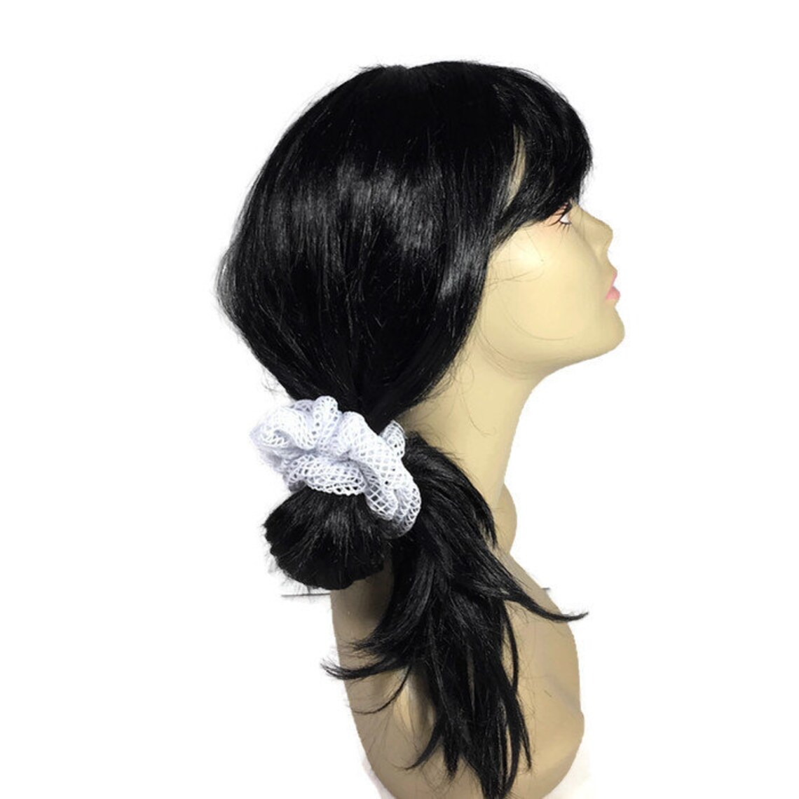 White and Black Mesh Scrunchie Hair Elastic Net Scrunchie | Etsy