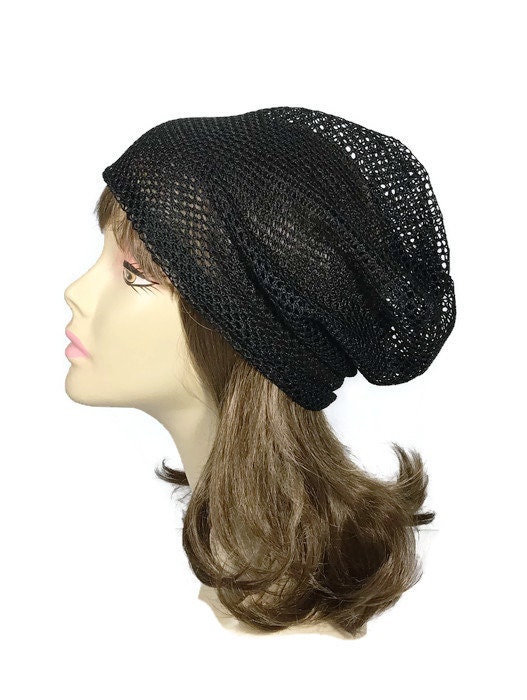Lightweight Black Utility Mesh Slouchy Beanie Black Mesh Hat Unisex ...