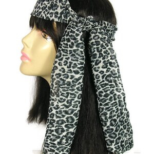 Leopard Print Chiffon Skinny Scarf Headscarf Gray Leopard Print Neck ...
