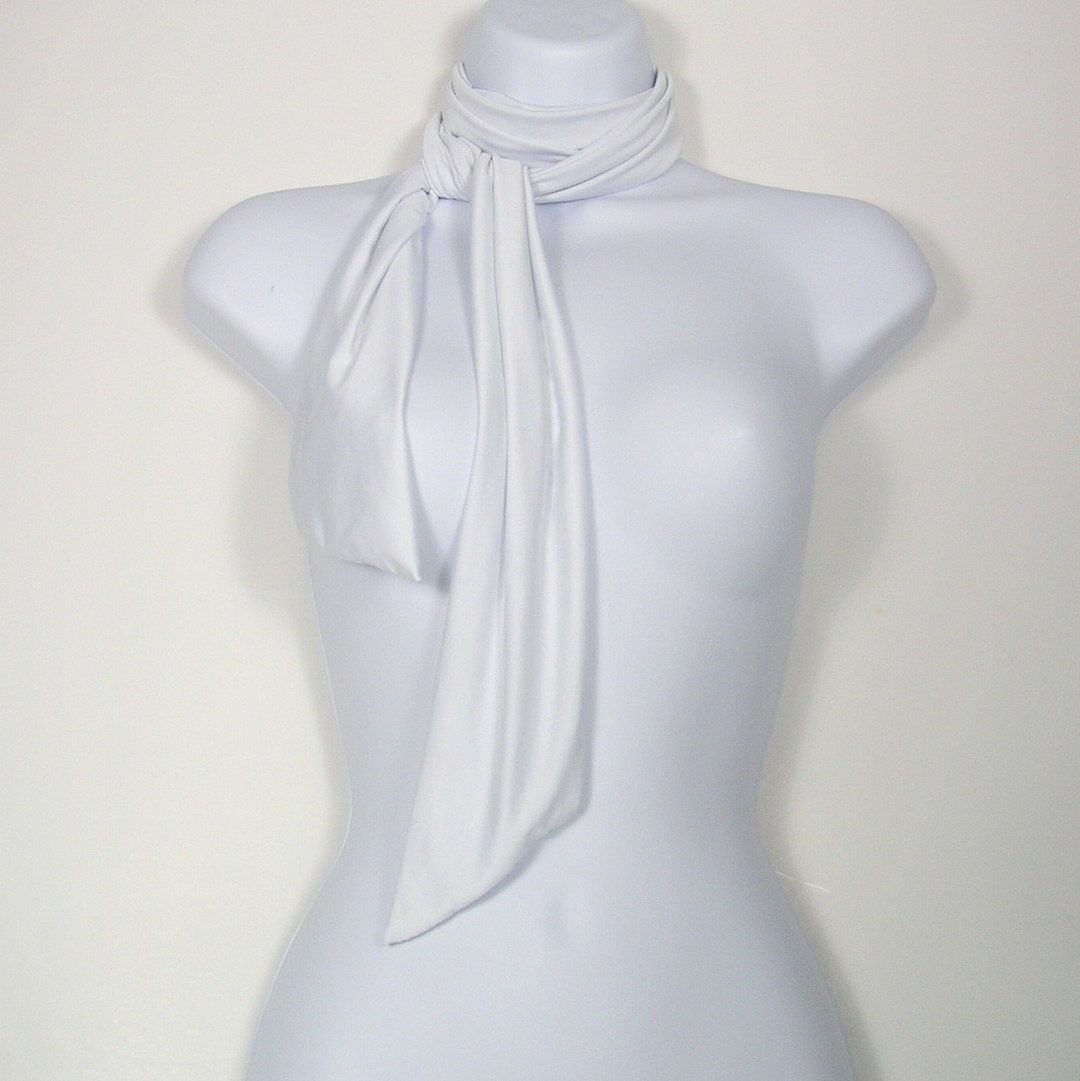 White Scarves Long White Scarves Silky Lycra Scarves Big Bow Necktie ...