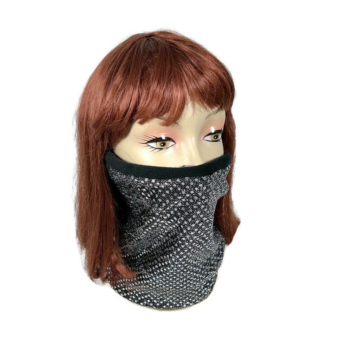 Faux Sequin Neck Warmer Neck Gaiter Balaclava Sequin Face Mask Red ...